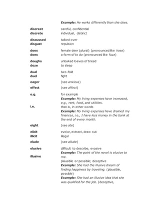 Spelling, vocabulary, and confusing words | DOC