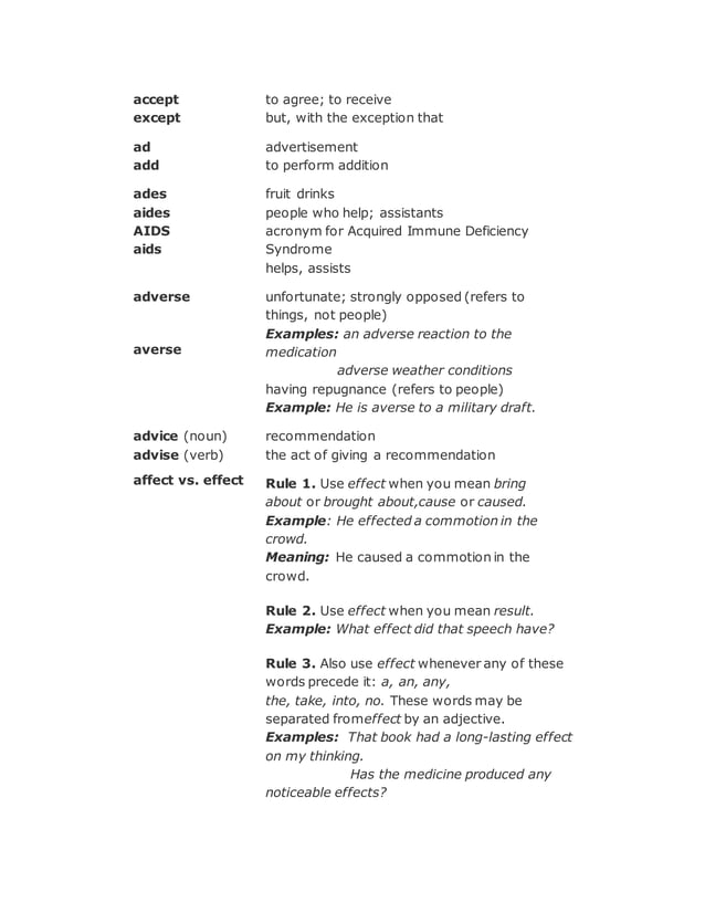 Spelling, vocabulary, and confusing words | PDF
