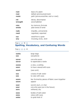 Spelling, vocabulary, and confusing words | DOC