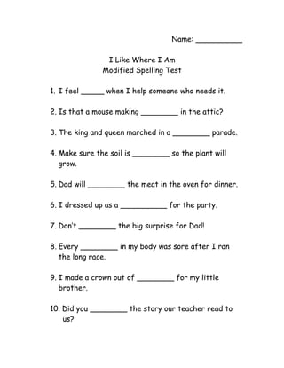 Spelling week 4 | PDF
