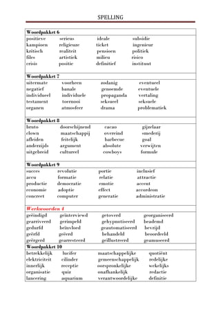 Spelling woordpakketten 6de leerjaar Tijd voor Taal | PDF