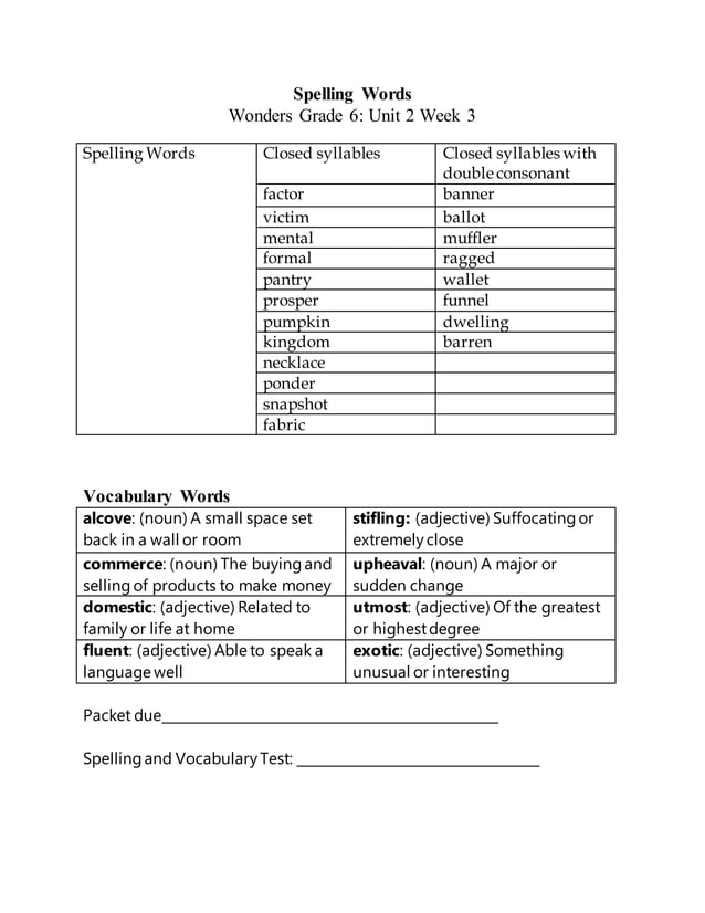 Spelling words Unit 2 Week 3 | DOCX