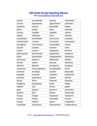 Spelling Words for Grade 6.pdf