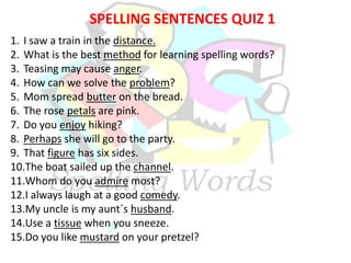 Spelling words quiz 1 frindle | PPTX