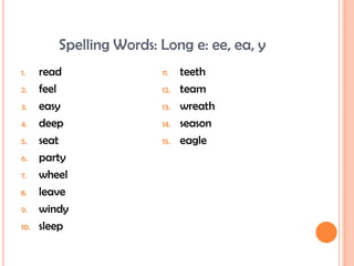 Spelling Words & Sentences 2nd Grade | PPTX