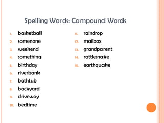 Spelling Words & Sentences 2nd Grade | PPTX