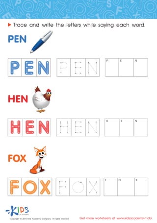 Spelling worksheets for Preschool and Kindergarten | PDF