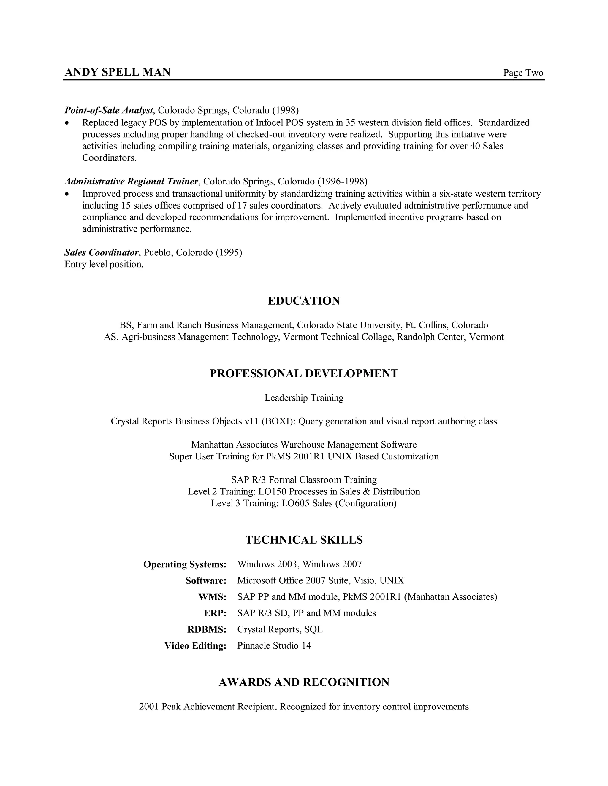 Andy Spellman Resume 10 1 10 | PDF