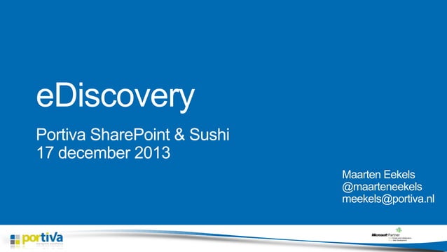 eDiscovery in SharePoint 2013 | PPT
