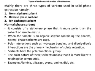 Solid phase extraction pdf education near | PPTX
