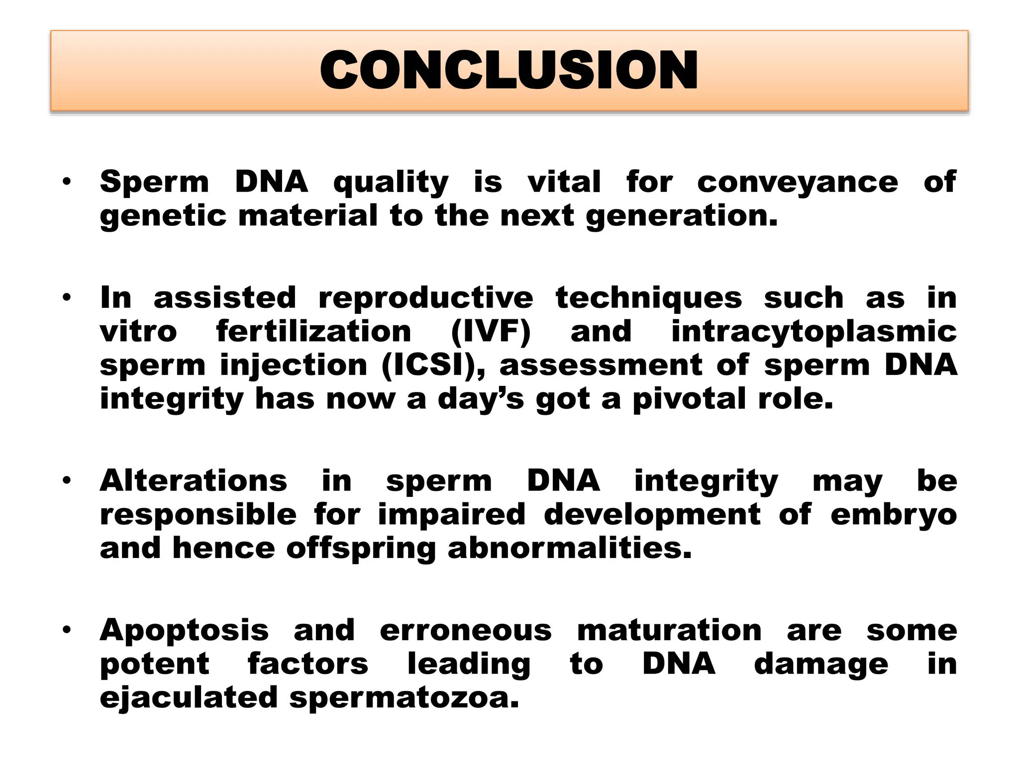 Sperm DNA fragmentation, Mechanism of origin and its effect on fertility | PPTX | Infertility ...