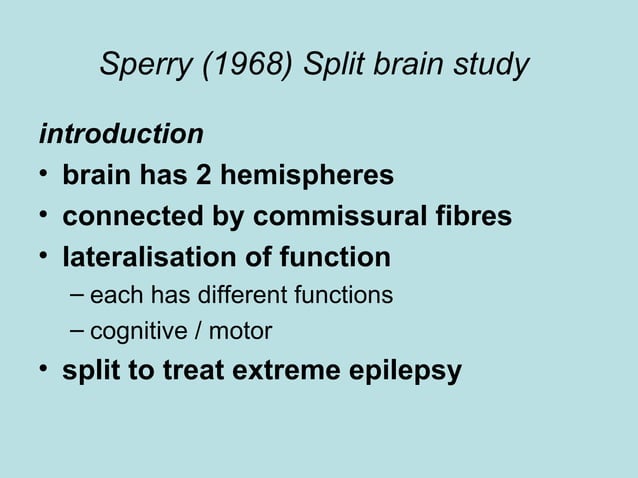Sperry (1968) split brain study | PPT