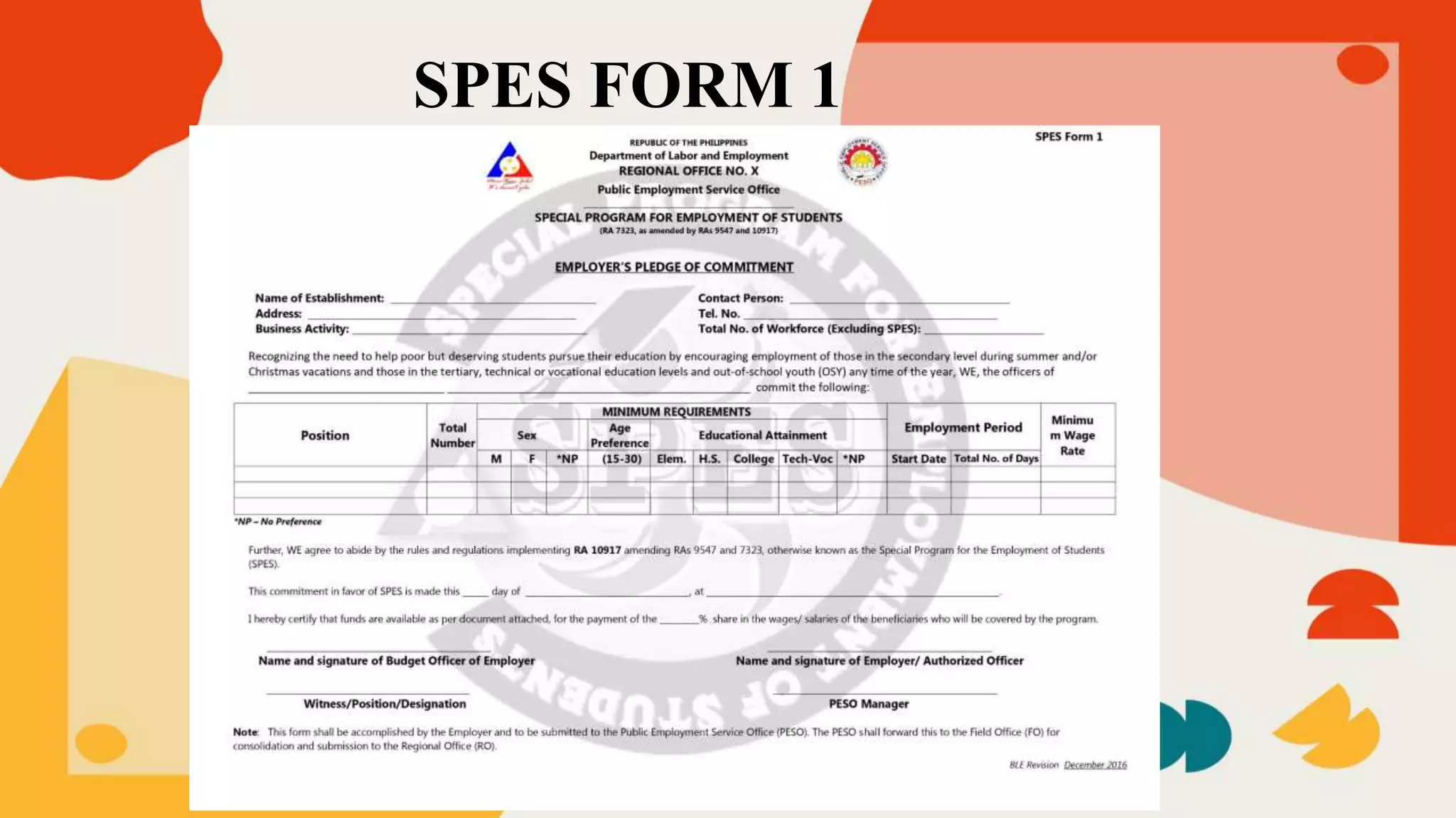 SPES FORMS AND IMPLEMENTATION REMINDERS (1).pptx