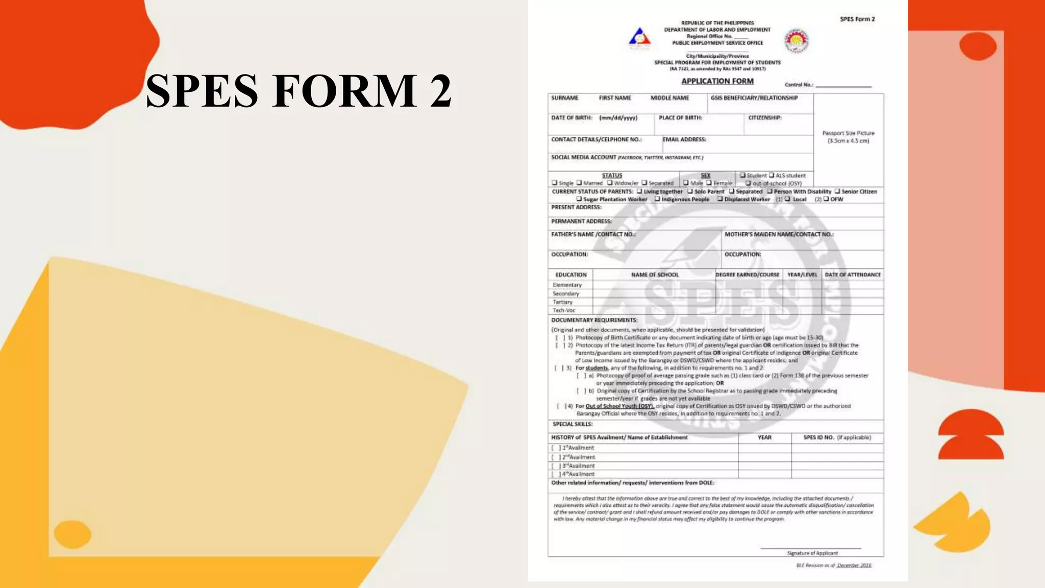 SPES FORMS AND IMPLEMENTATION REMINDERS (1).pptx