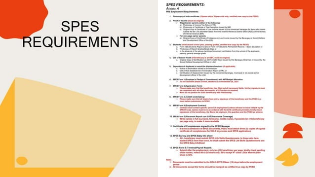 SPES FORMS AND IMPLEMENTATION REMINDERS (1).pptx | Government Support ...