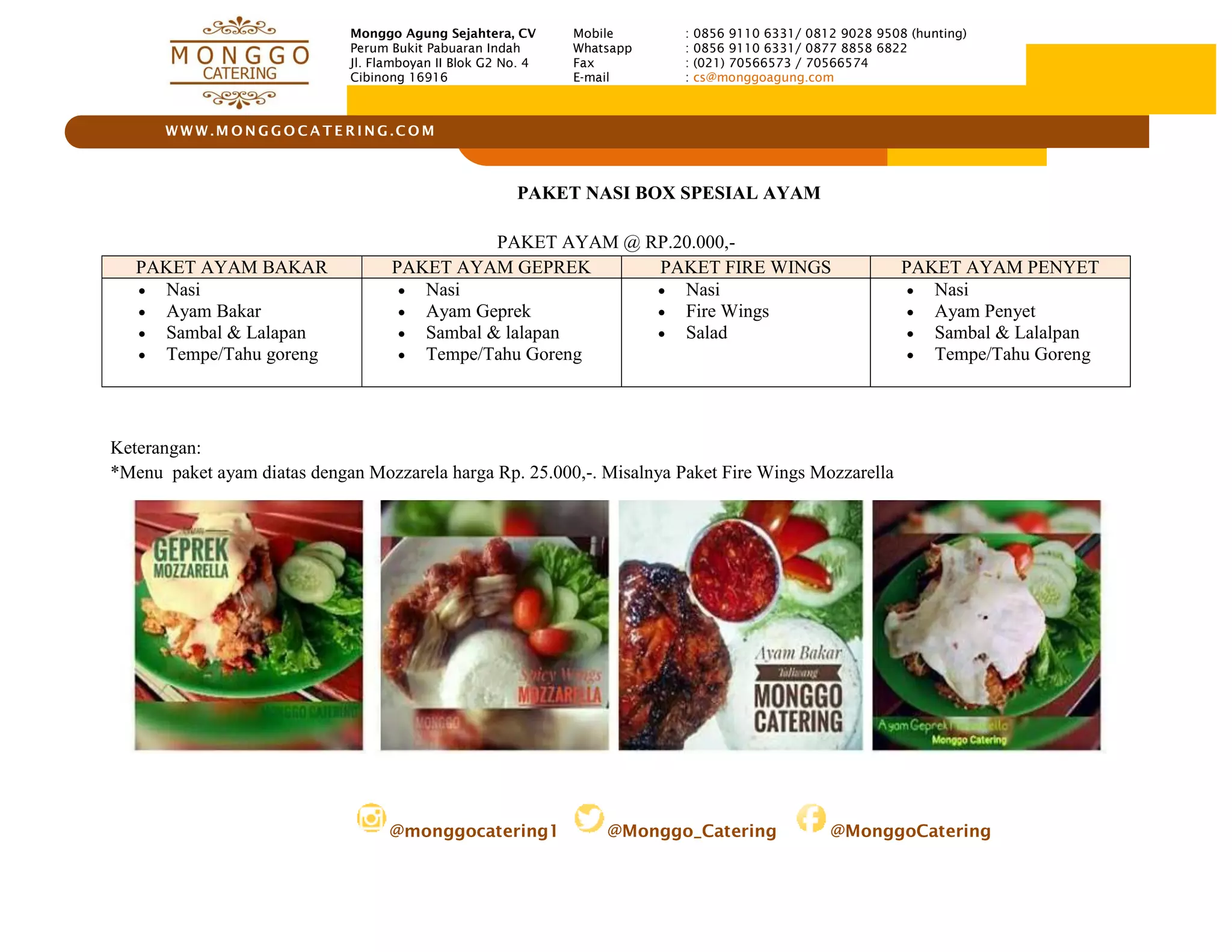 Paket Nasi Box Spesial Ayam Monggo Catering | PPT