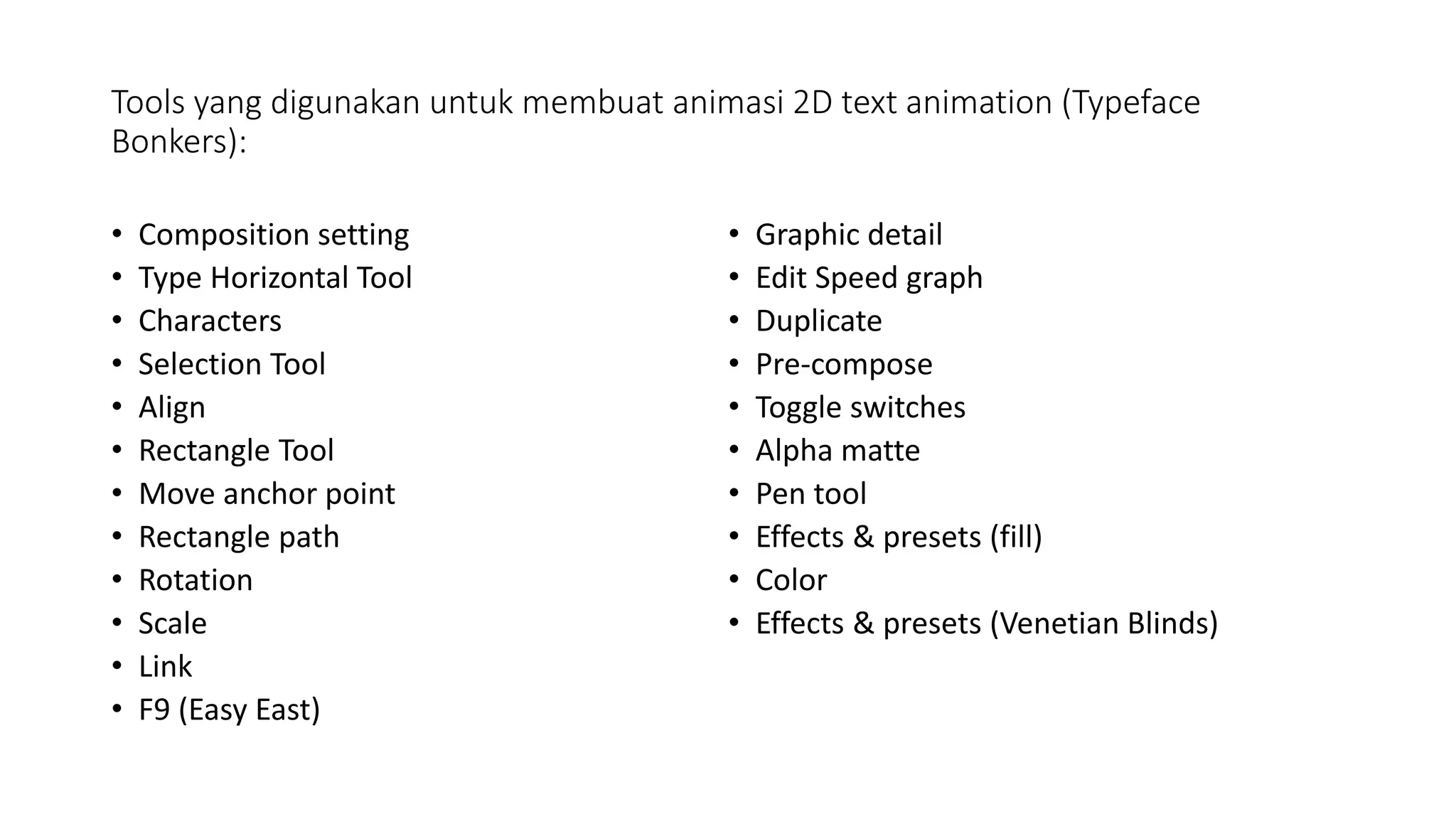 SPESIFIKASI AFTER EFFECTS PRAKTIKUM 6 ANIMASI 2D (TEXT EFFECTS) | PPTX