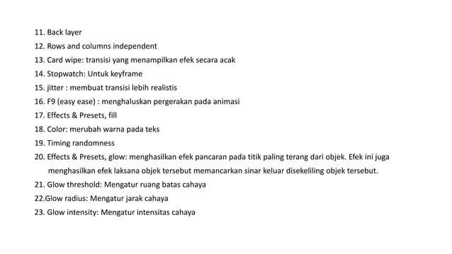 SPESIFIKASI AFTER EFFECTS PRAKTIKUM 6 ANIMASI 2D (TEXT EFFECTS) | PPTX