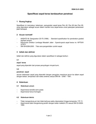 Spesifikasi aspal berdasarkan penetrasi | PDF