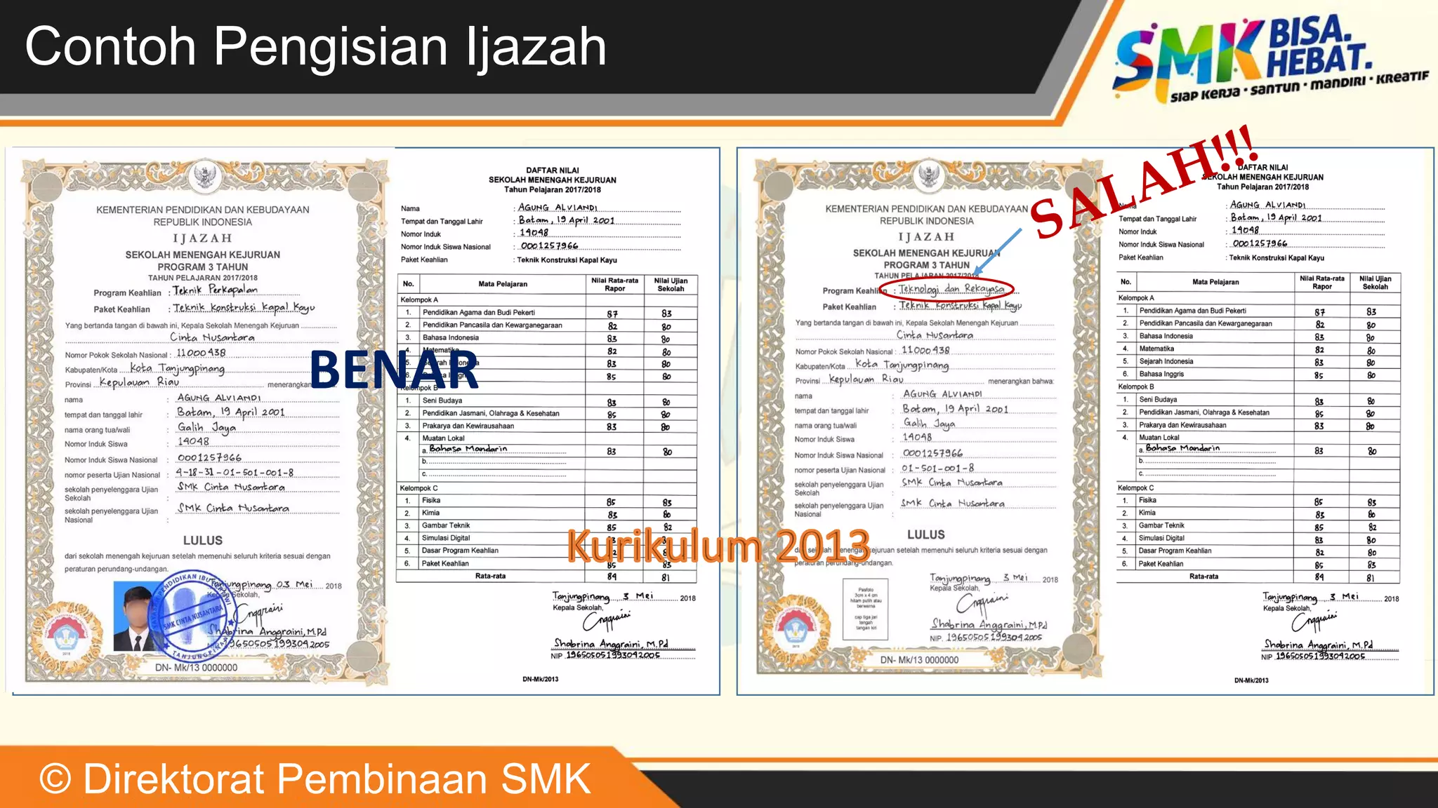 Spesifikasi dan pengisian ijazah smk 2018 JUKNIS | PPT