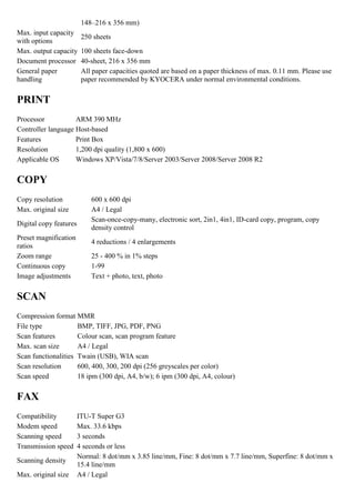 Spesifikasi kyocera fs 1120 mfp | PDF