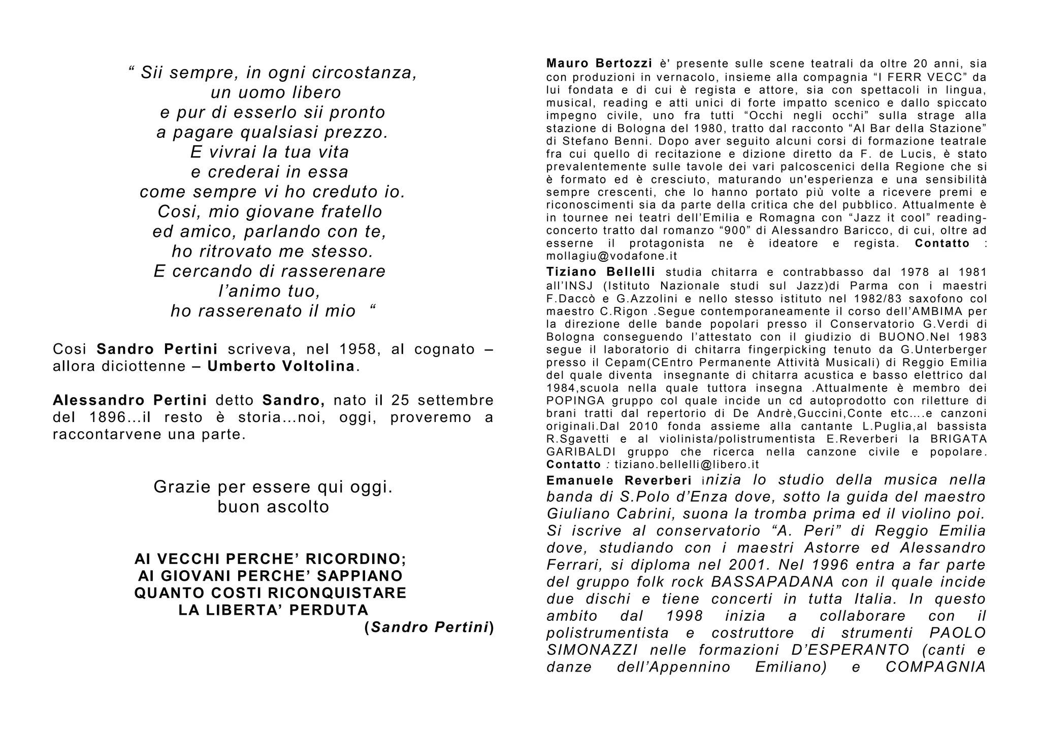 Spettacolo "Pertini il Presidente" | DOC