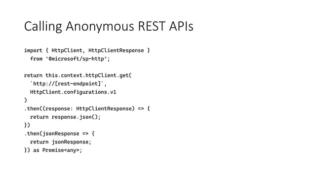 Leveraging APIs from SharePoint Framework solutions | PPT