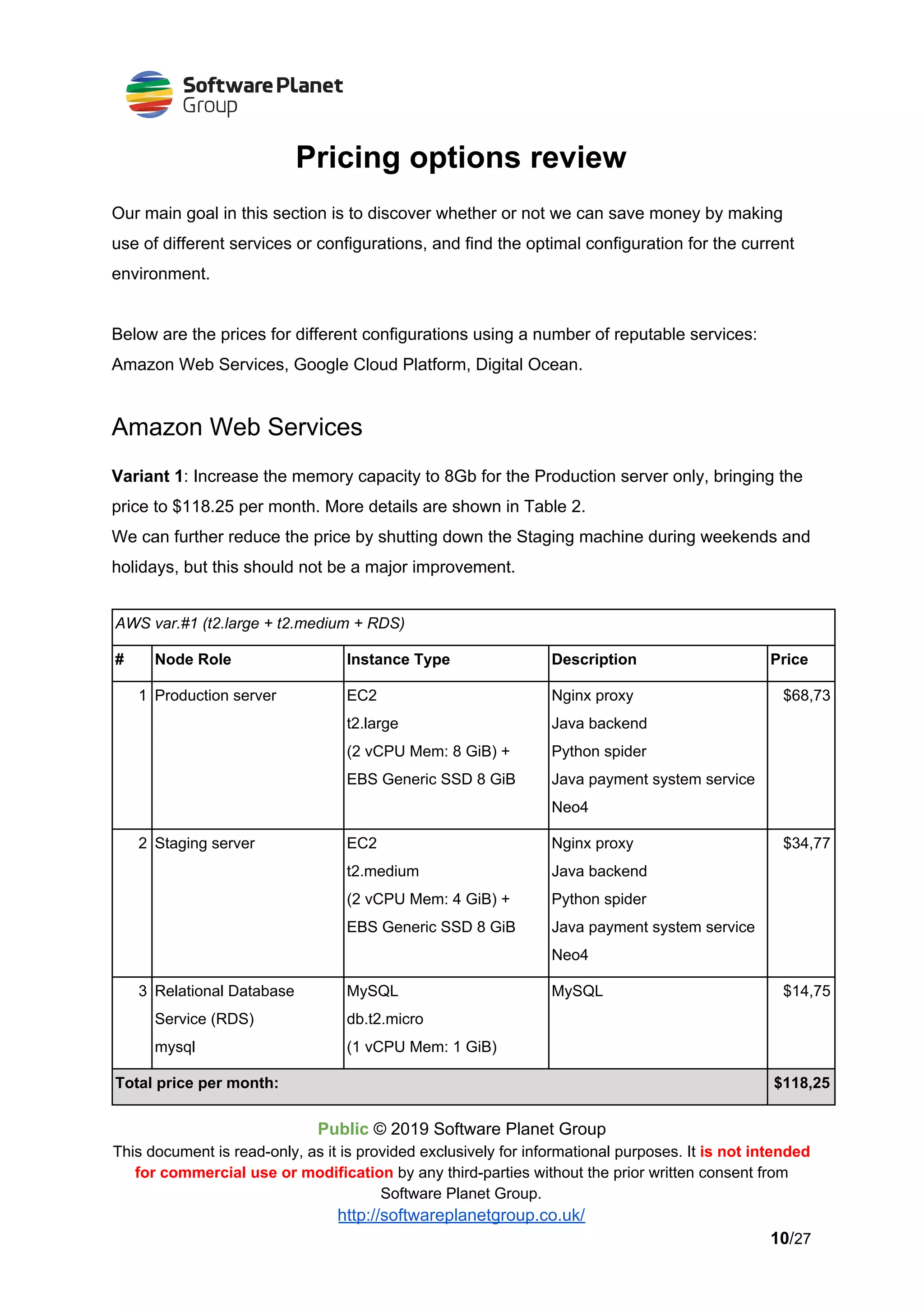 SPG AWS infrastructure analysis (public example) | PDF