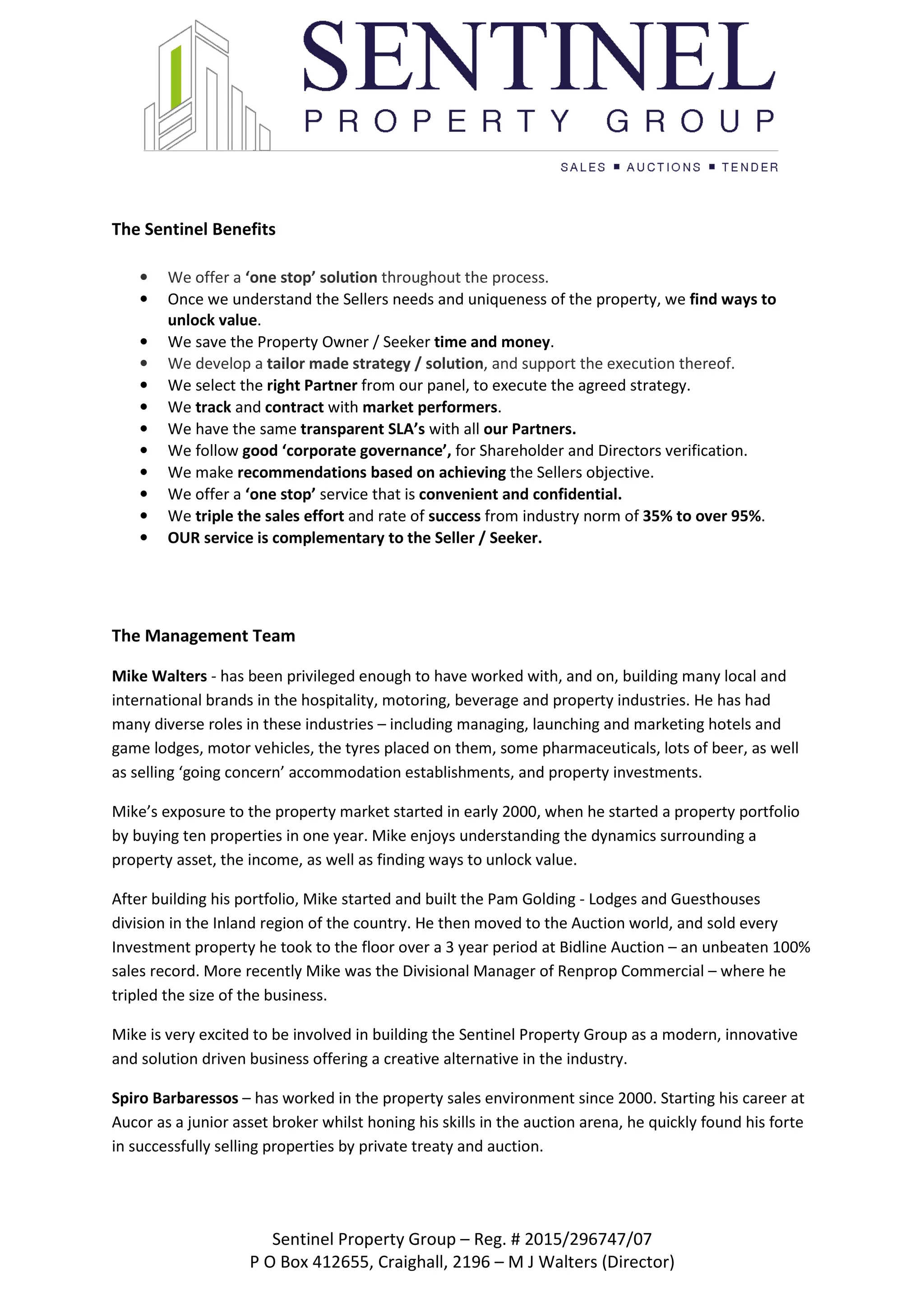 Sentinel Property Group Corporate Profile | PDF