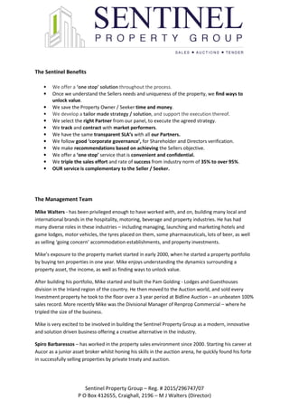 Sentinel Property Group Corporate Profile | PDF