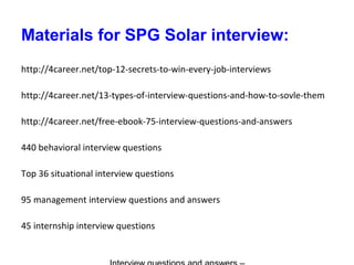 Spg solar interview questions and answers | PPT