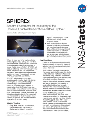 NASA SPHEREx Spectro-Photometer for the History of the Universe, Epoch ...