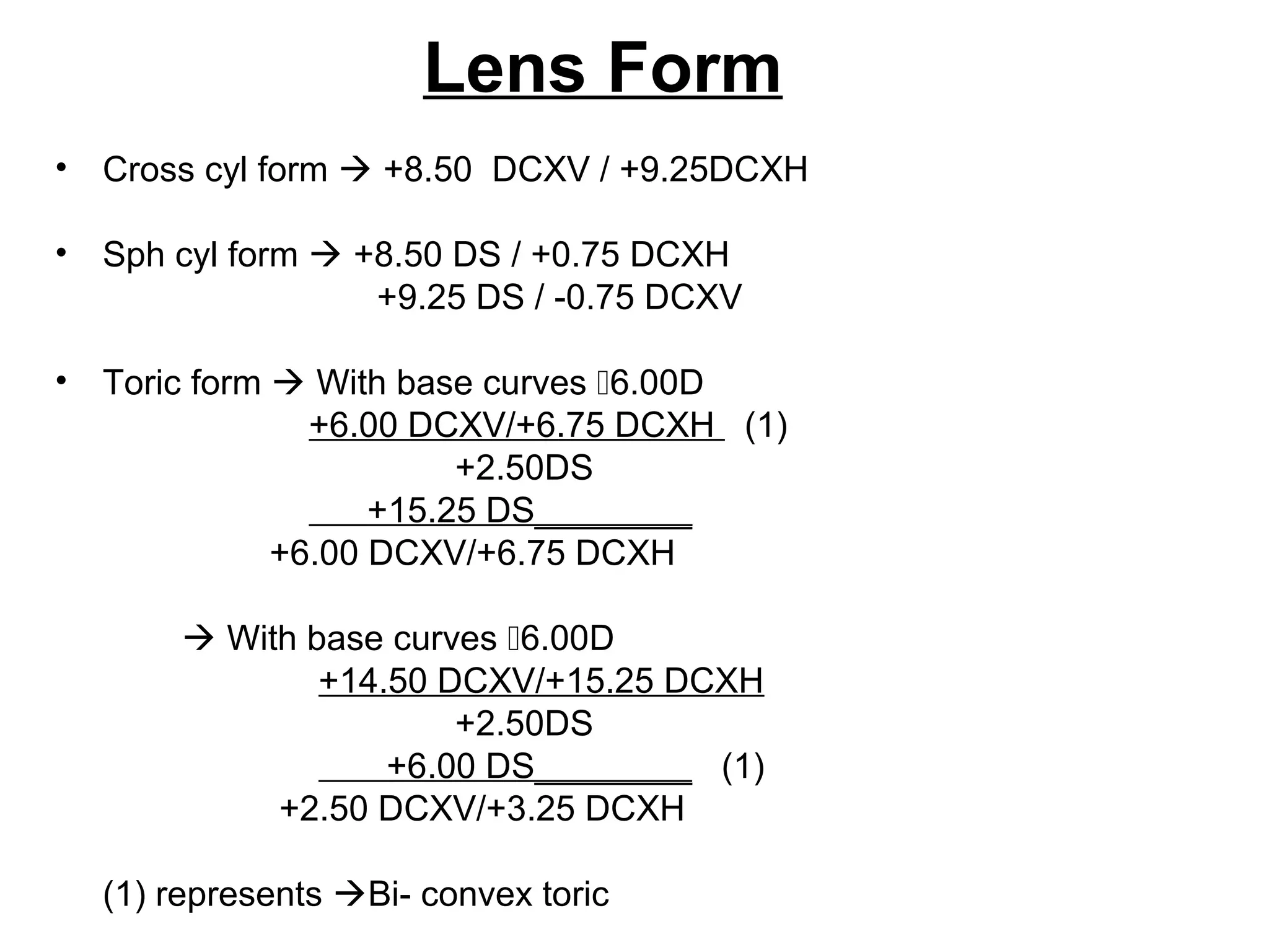 Spherical, cylindrical and toric lenses | PPT