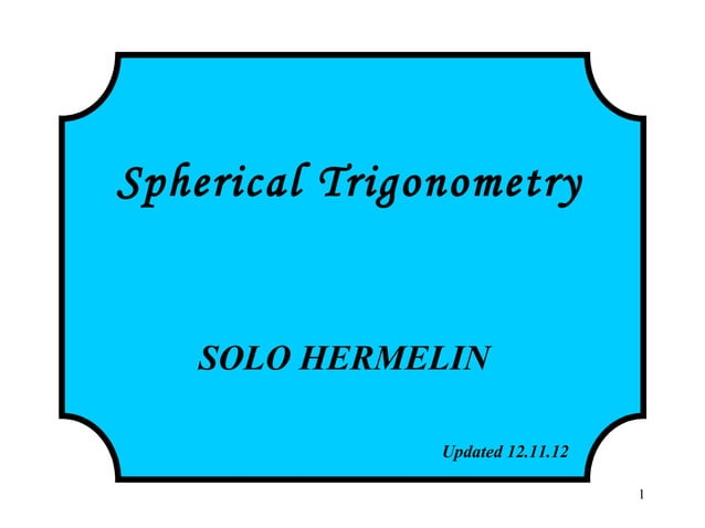 Spherical trigonometry | PPT