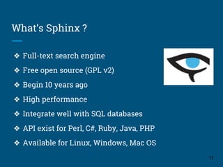Sphinx - High performance full-text search for MySQL | PPT