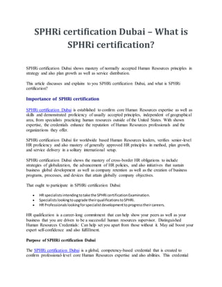 SPHRi certification Dubai – What is SPHRi certification? | DOCX | Human ...