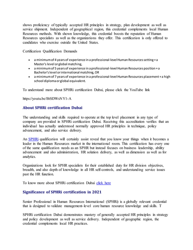 SPHRi certification Dubai – What is SPHRi certification? | DOCX | Human Resources | Business