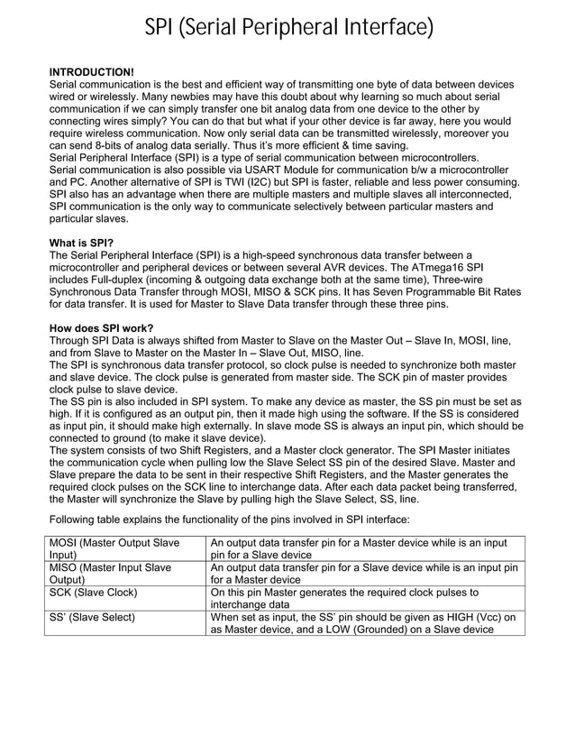 Serial Peripheral Interface | PDF