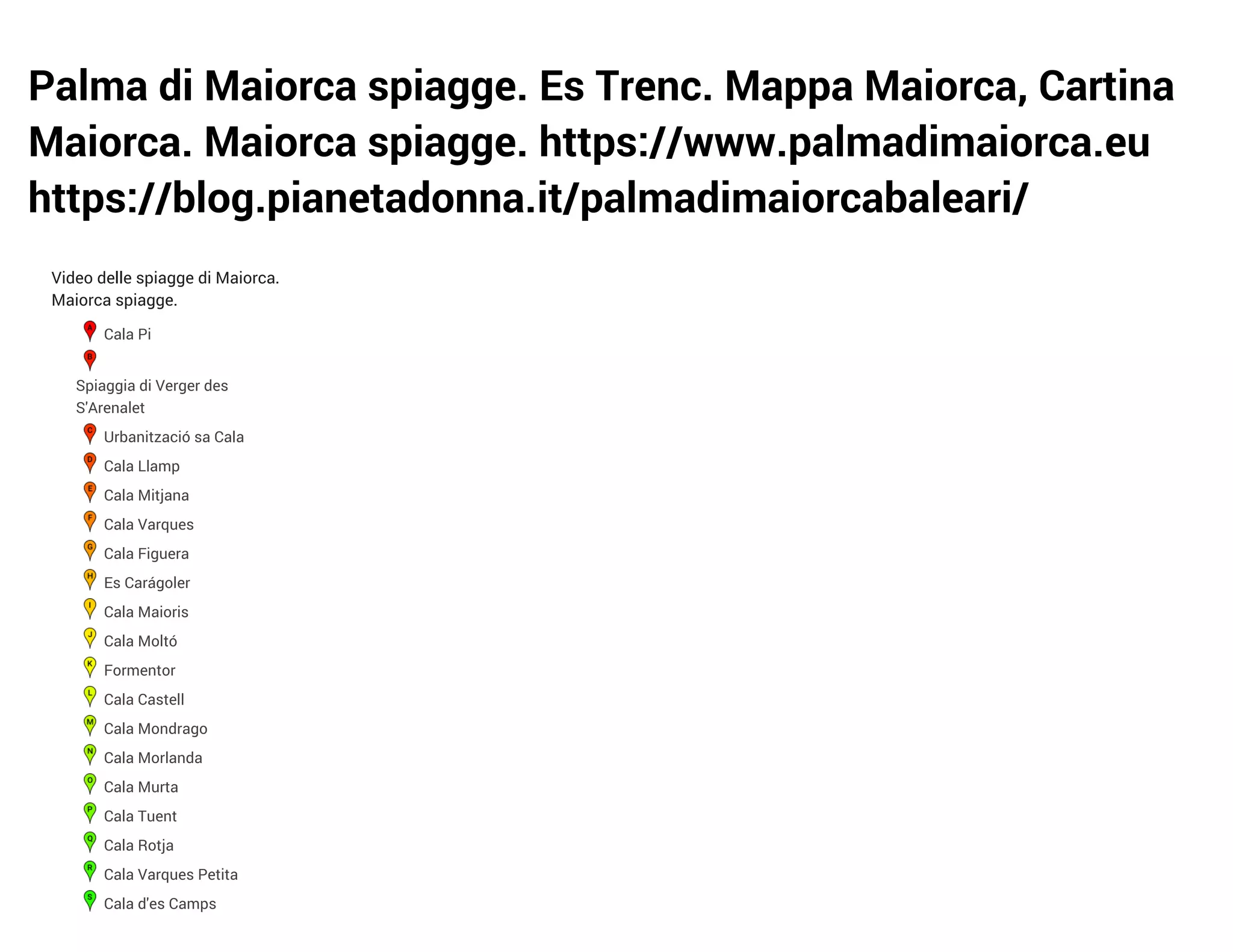 Mappa e cartina Spiagge Palma di Maiorca | PDF