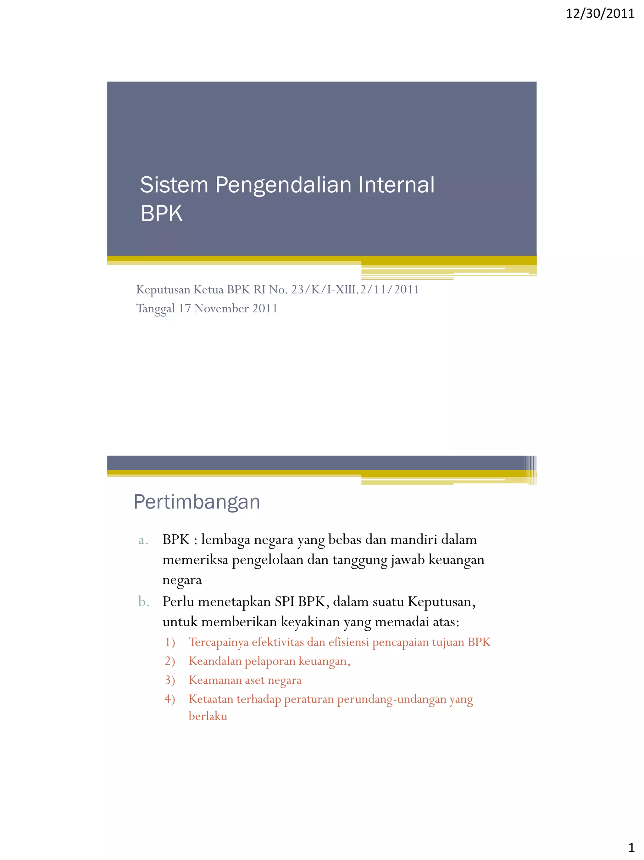 Sistem Pengendalian Internal BPK | PDF