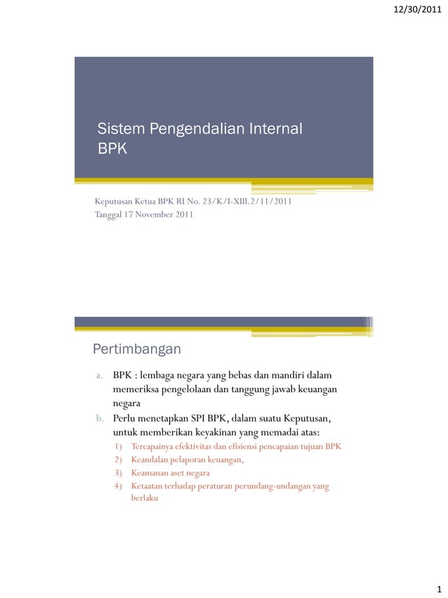 Sistem Pengendalian Internal BPK | PDF