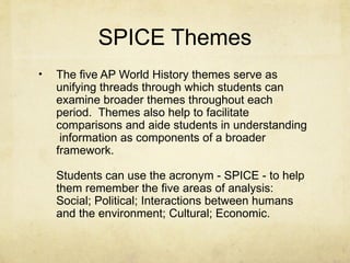 The themes of world history - SPICE -T Extra | PPT