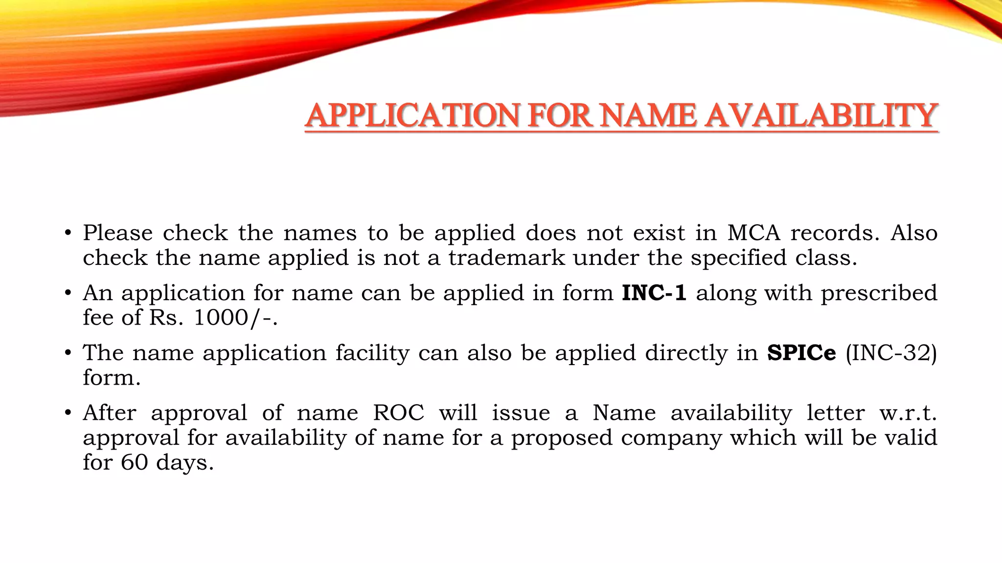 Incorporation of Company-SPICe form | PPTX