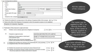 Incorporation of Company-SPICe form | PPTX