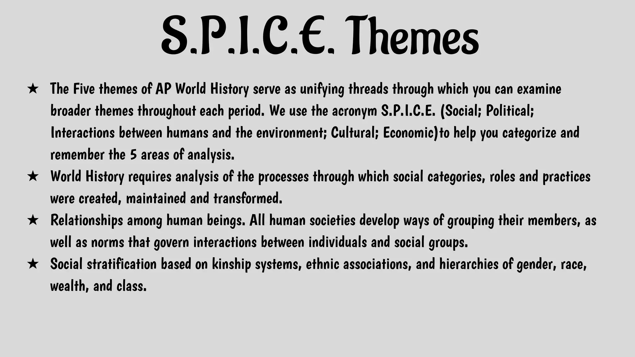 Five Themes of World History: S.P.I.C.E. | PPTX