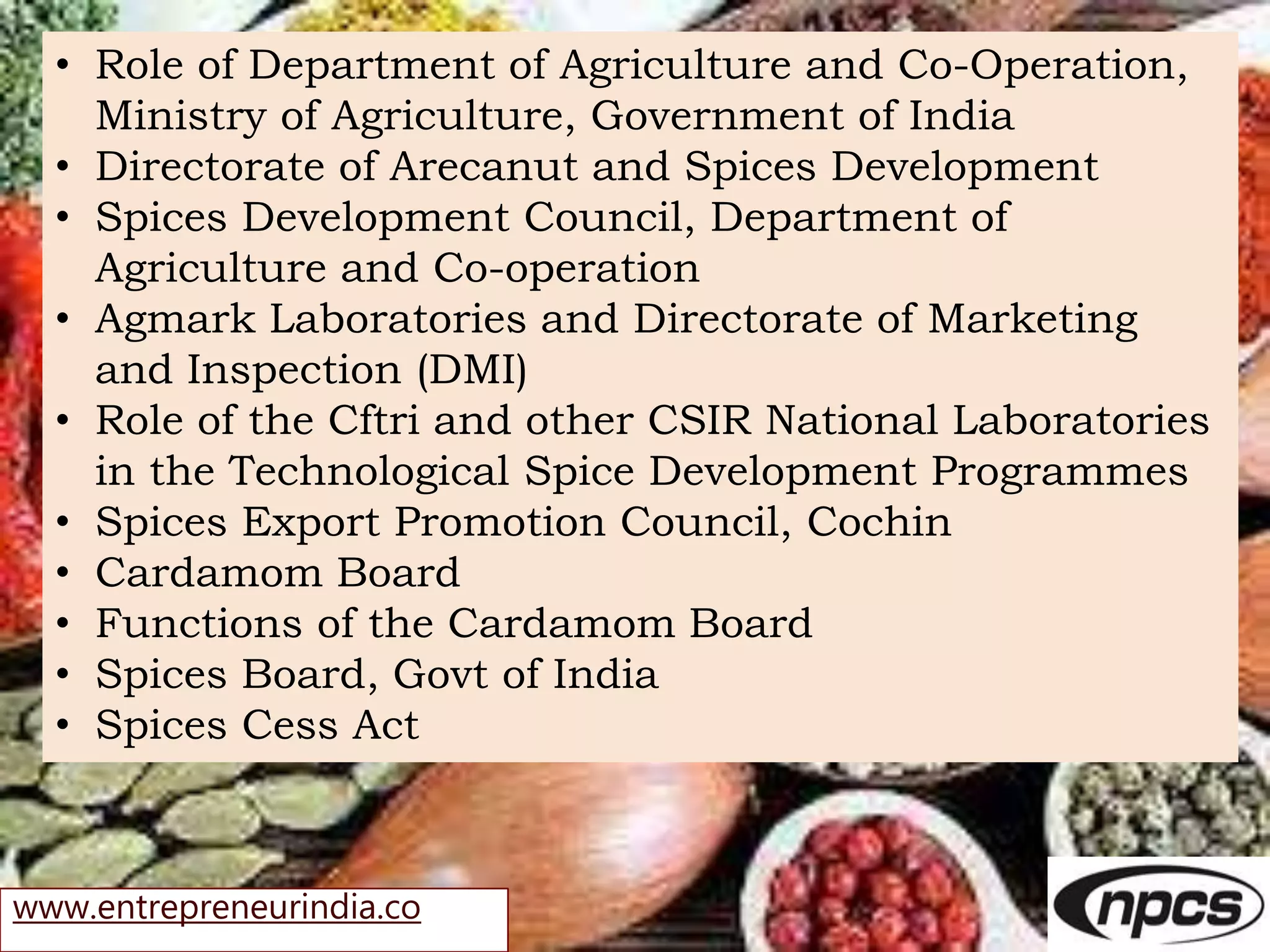 Spice Cultivation and Processing | PPTX