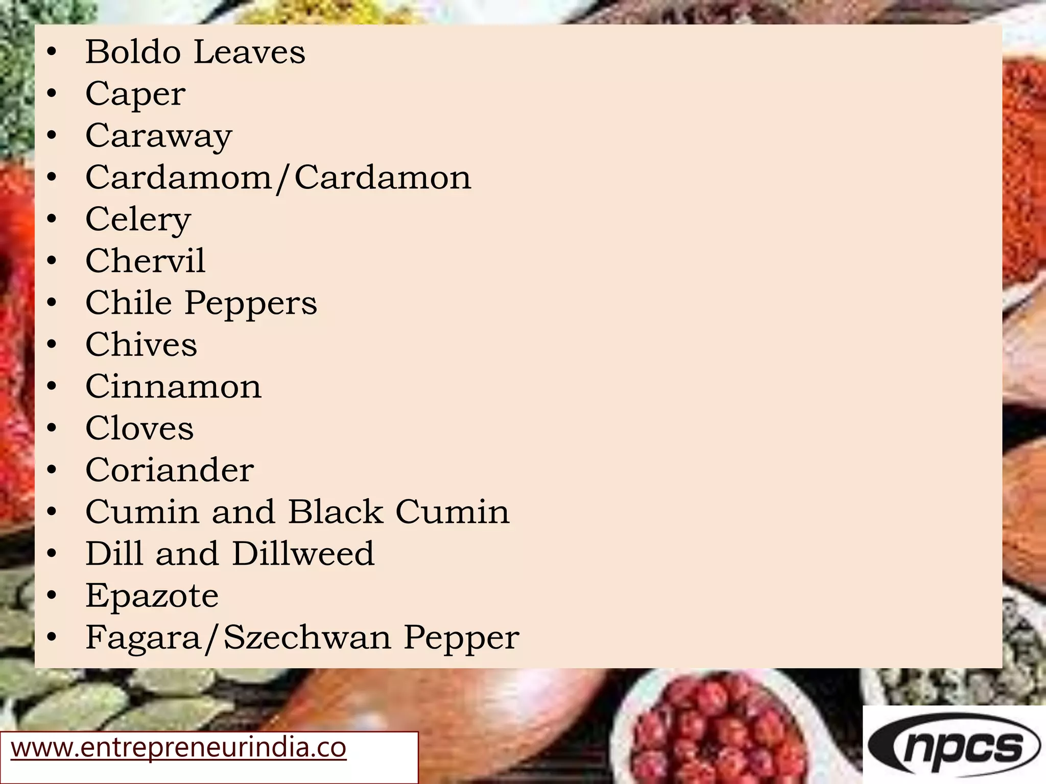 Spice Cultivation and Processing | PPTX