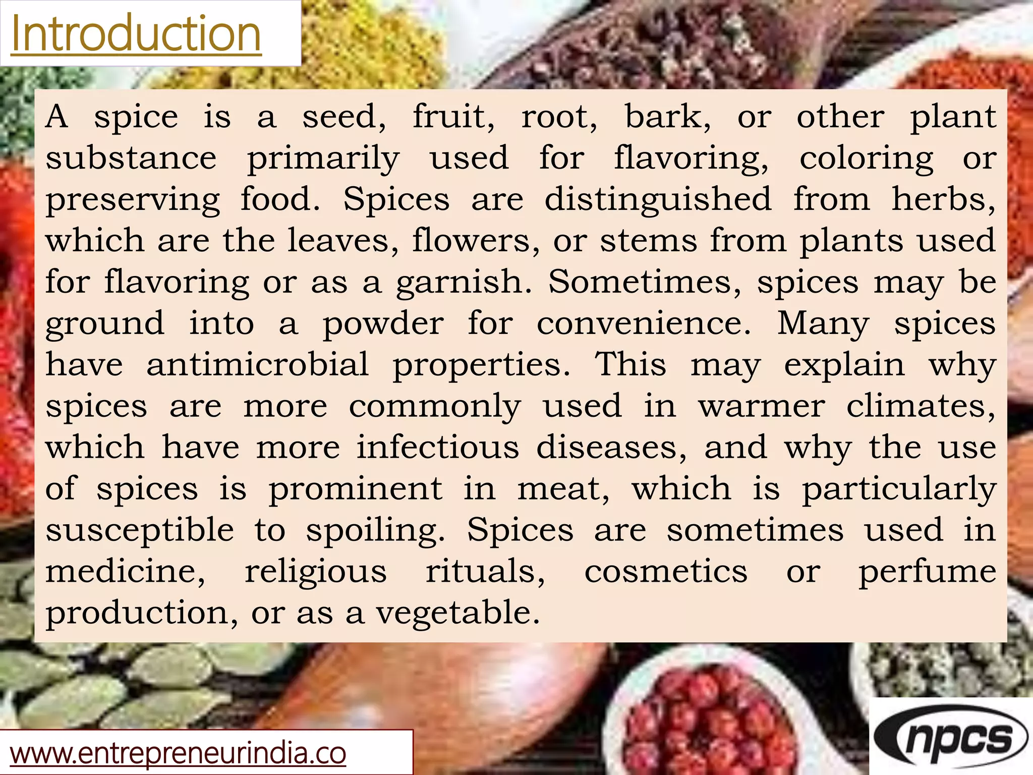 Spice Cultivation and Processing | PPTX