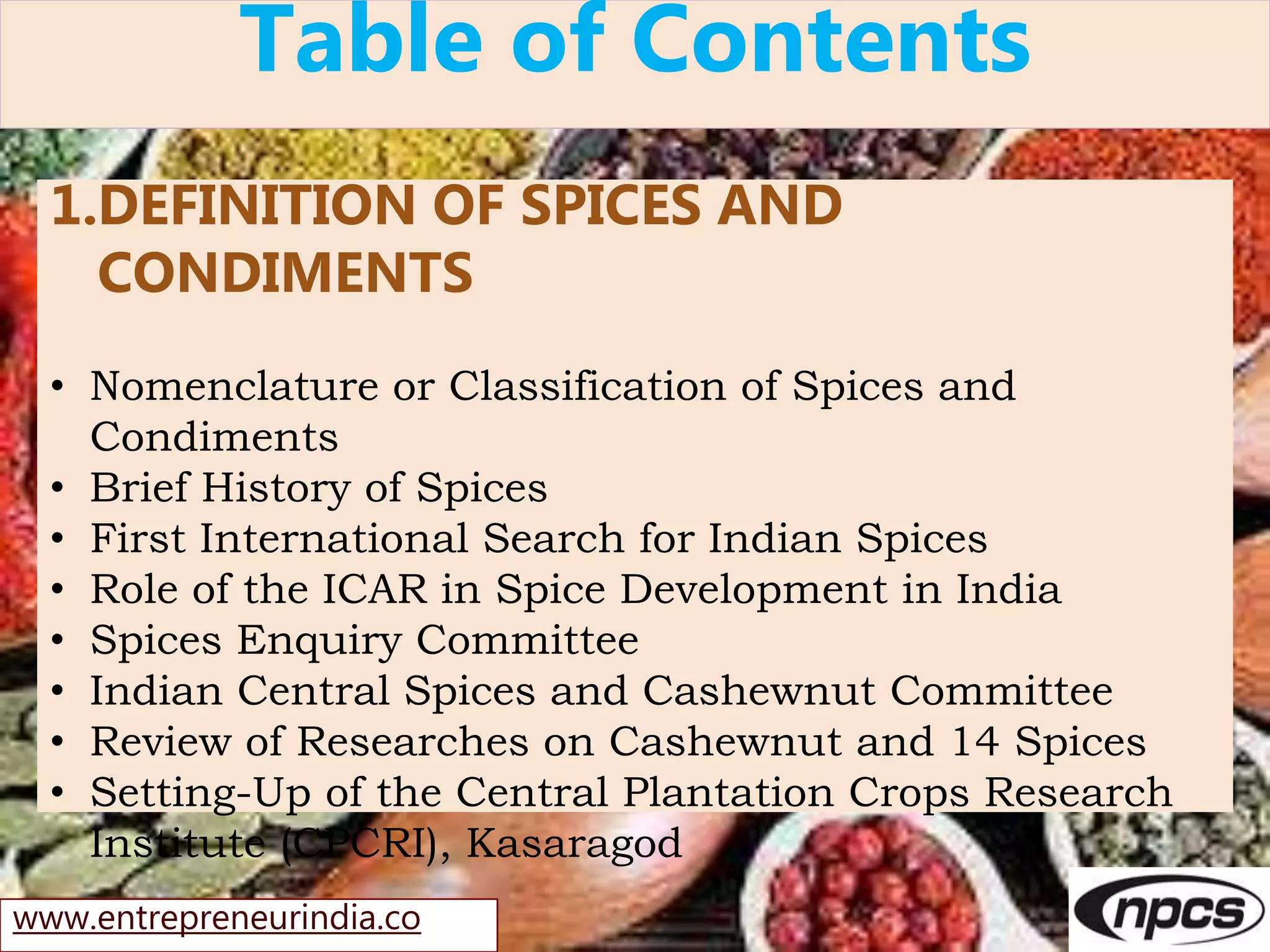 Spice Cultivation and Processing | PPTX