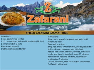 Spiced zafarani basmati rice | PPT